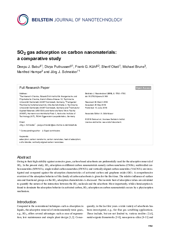 (PDF) SO2 gas adsorption on carbon nanomaterials: a comparative study