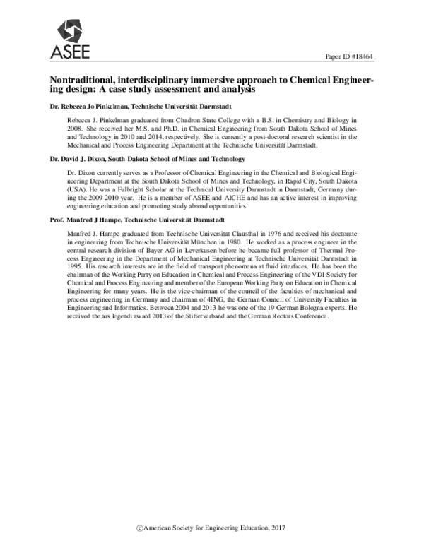 (PDF) Nontraditional, interdisciplinary immersive approach to Chemical ...