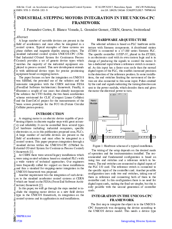 (PDF) Industrial Stepping Motors Integration in the UNICOS-CPC Framework