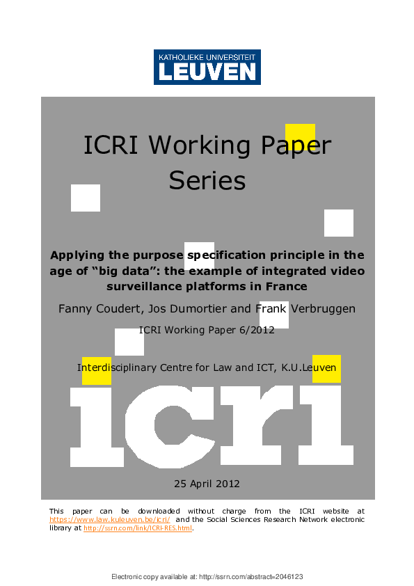 (PDF) Applying the Purpose Specification Principle in the Age of 'Big ...