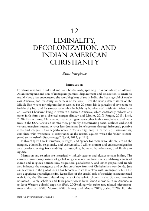 (PDF) Liminality, Decolonization, And Indian American Christianity