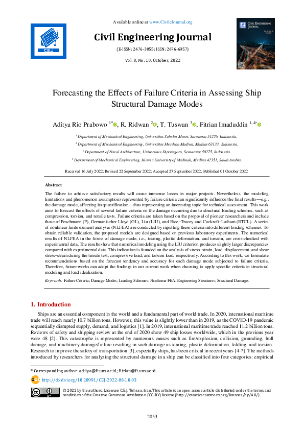 (PDF) Forecasting the Effects of Failure Criteria in Assessing Ship ...