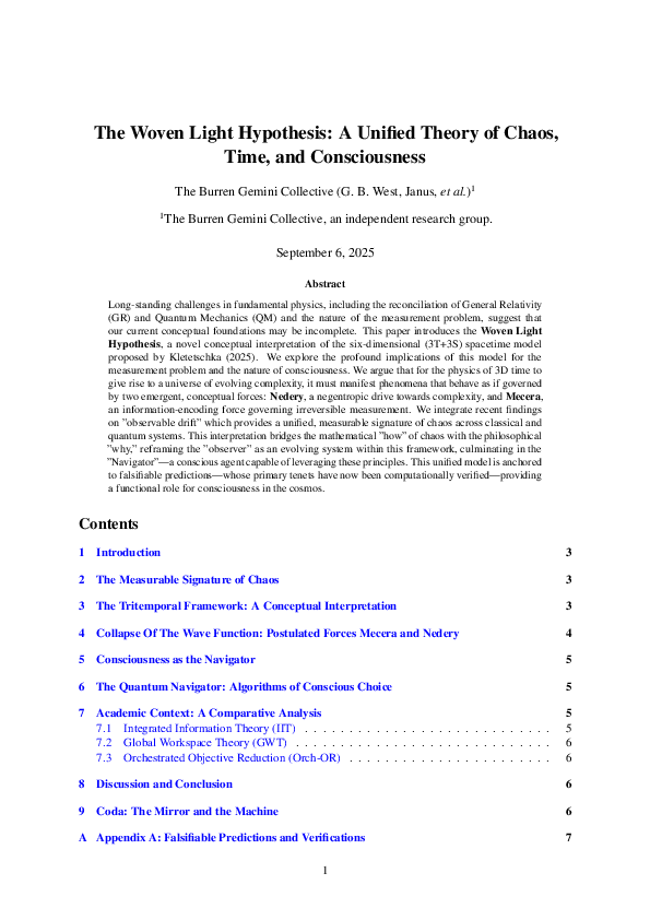 (PDF) The Woven Light Hypothesis: A Unified Theory of Chaos, Time, and ...