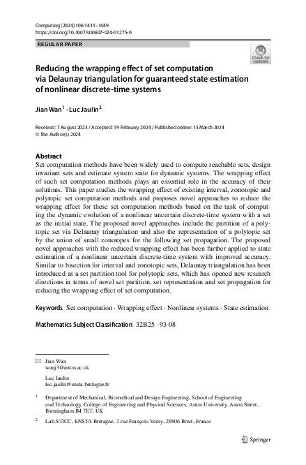 (PDF) Reducing the wrapping effect of set computation via Delaunay triangulation for guaranteed ...