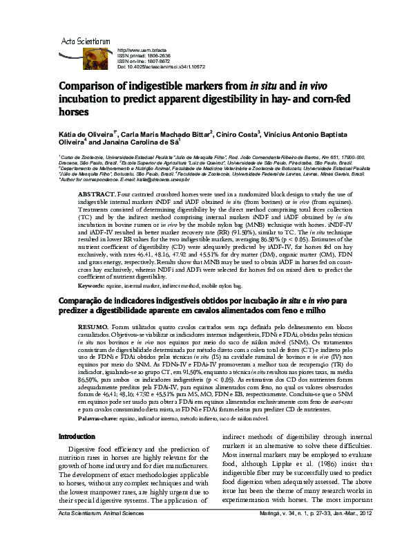 (PDF) Comparison of indigestible markers from in situ and in vivo ...
