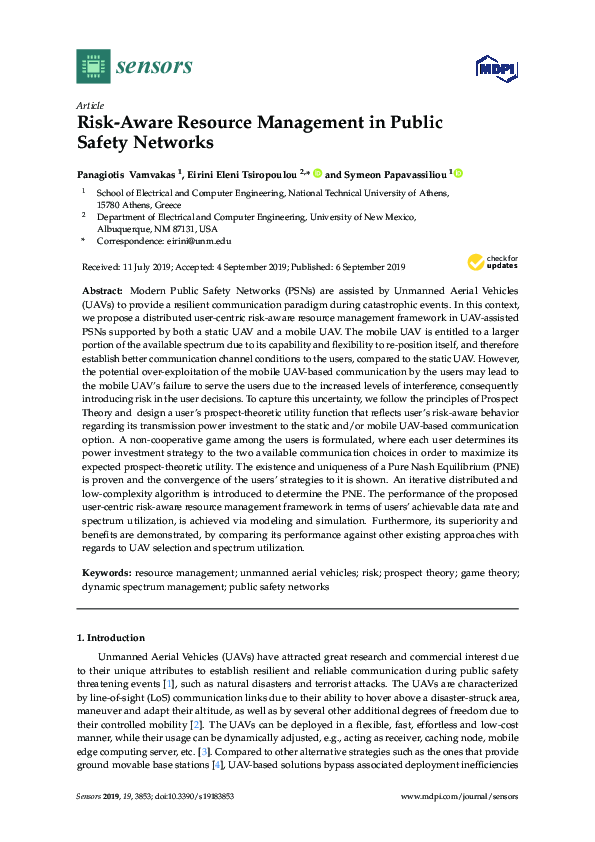 (PDF) Risk-Aware Resource Management in Public Safety Networks