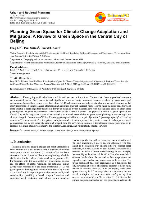 (PDF) Planning Green Space for Climate Change Adaptation and Mitigation ...