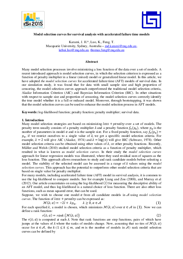 (PDF) Model selection curves for survival analysis with accelerated ...