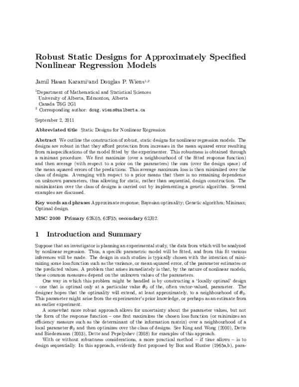 (PDF) Robust static designs for approximately specified nonlinear ...