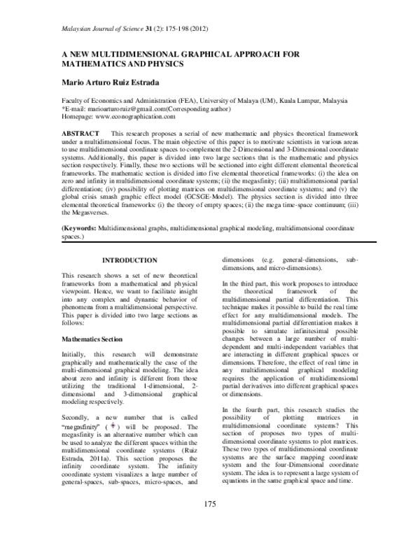 (PDF) A New Multidimensional Graphical Approach for Mathematics and Physics
