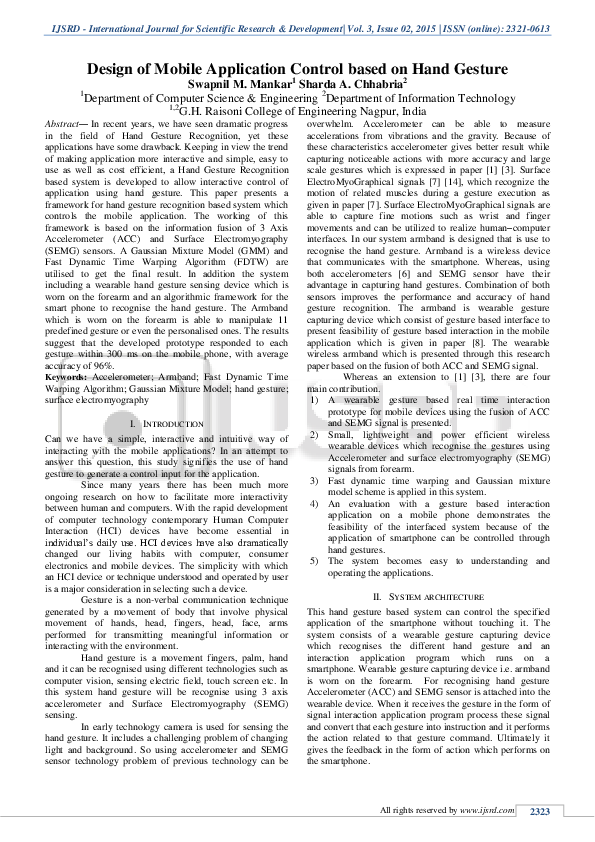 (PDF) Design of Mobile Application Control based on Hand Gesture