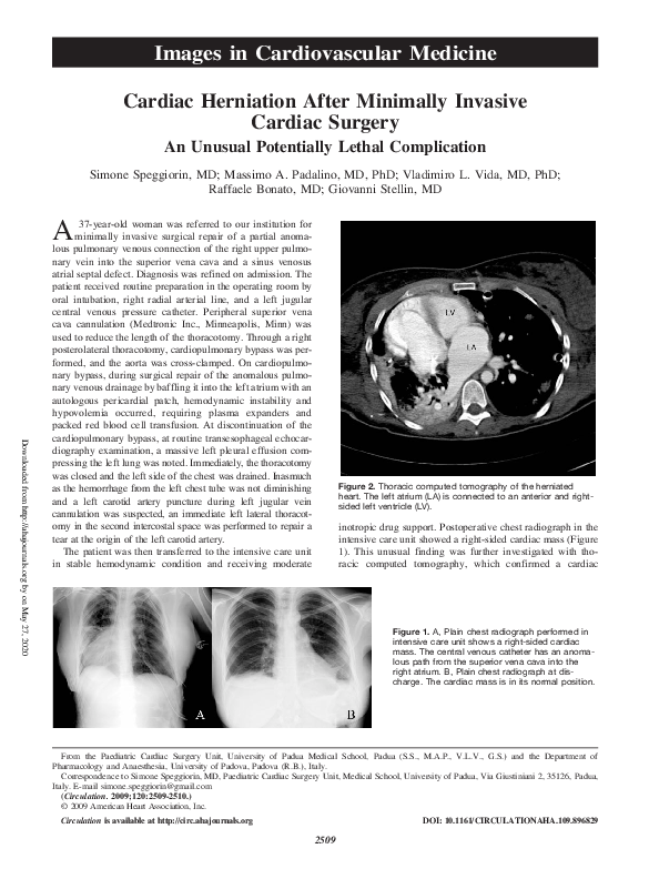 (PDF) Cardiac Herniation After Minimally Invasive Cardiac Surgery