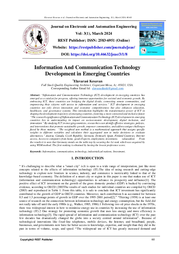 (PDF) Information And Communication Technology Development in Emerging ...