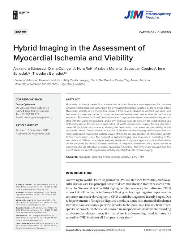 (PDF) Hybrid Imaging in the Assessment of Myocardial Ischemia and Viability