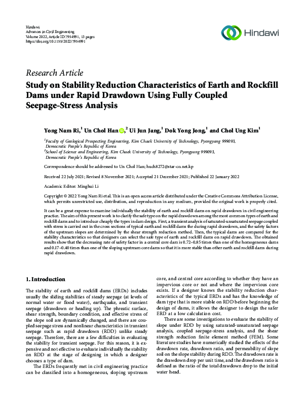 (PDF) Study on Stability Reduction Characteristics of Earth and Rockfill Dams under Rapid ...