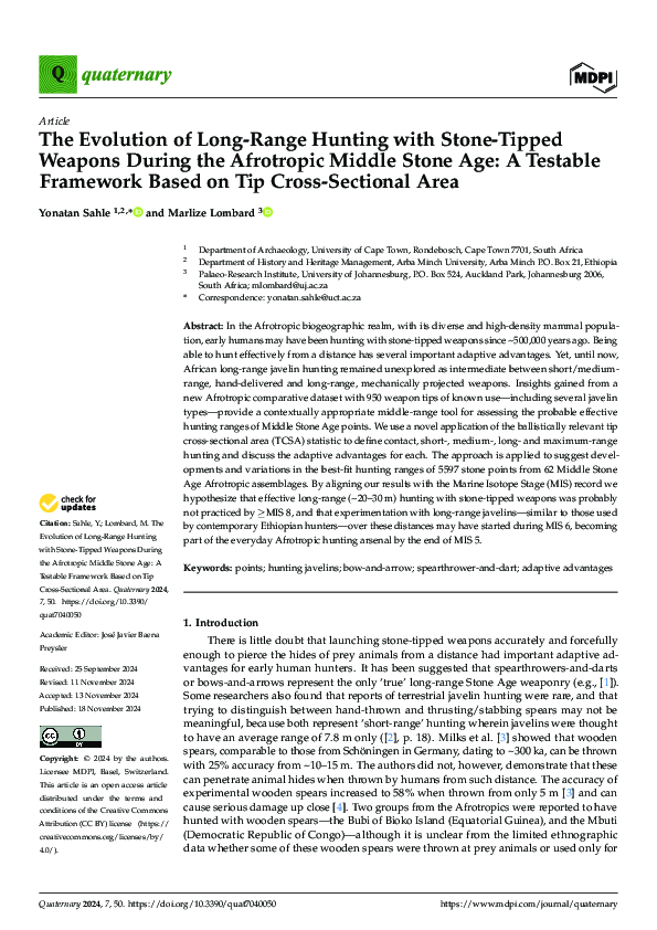 (PDF) The Evolution of Long-Range Hunting with Stone-Tipped Weapons ...