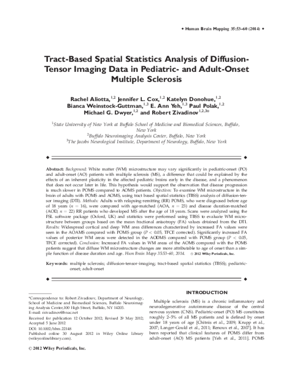 (PDF) Tract-based spatial statistics analysis of diffusion-tensor imaging data in pediatric- and ...