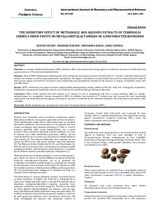 (PDF) The Inhibitory Effect of Methanolic and Aqueous Extracts of ...