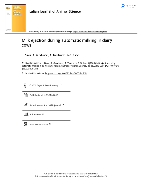 (PDF) Milk ejection during automatic milking in dairy cows
