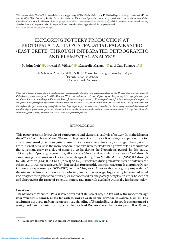 (PDF) EXPLORING POTTERY PRODUCTION AT PROTOPALATIAL TO POSTPALATIAL ...