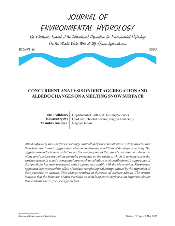 (PDF) Concurrent Analysis on Dirt Aggregation and Albedo Changes on a ...
