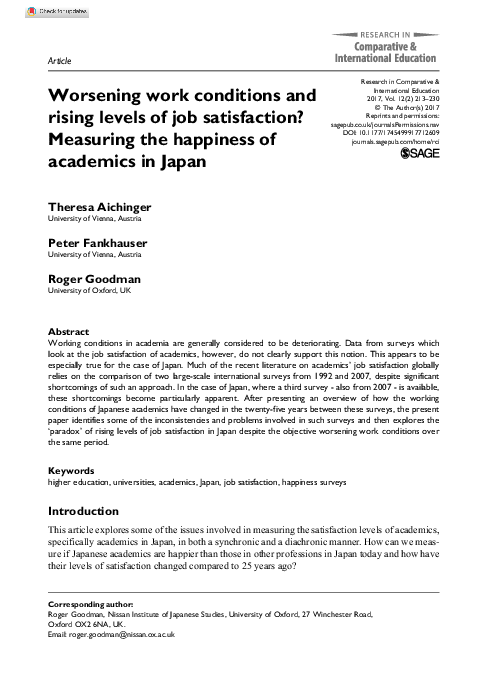 (PDF) Worsening work conditions and rising levels of job satisfaction ...