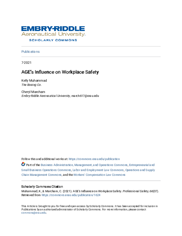 (PDF) Age’s Influence on Workplace Safety