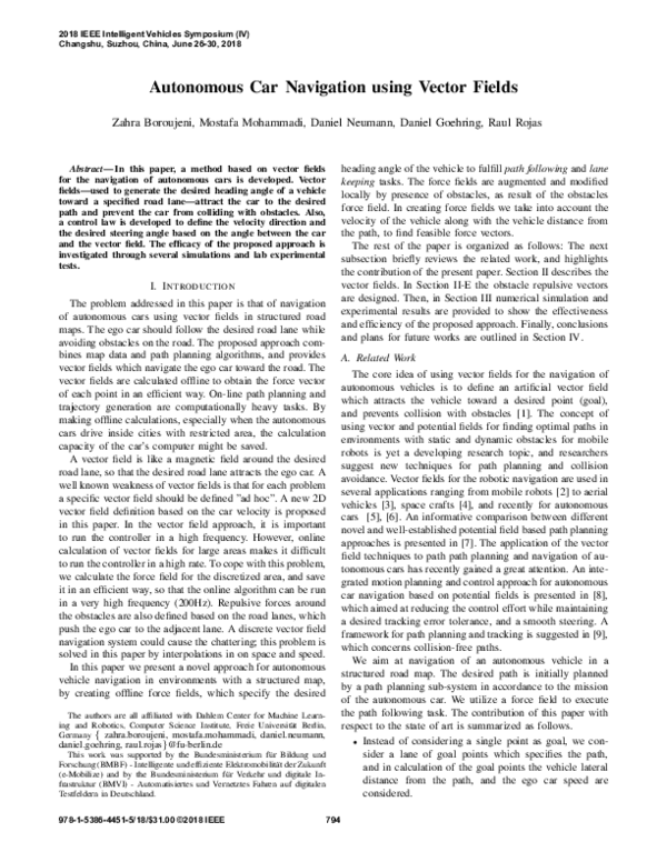 (PDF) Autonomous Car Navigation Using Vector Fields