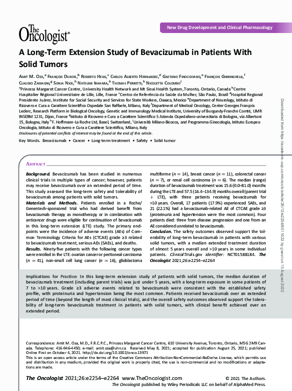 (PDF) A Long-Term Extension Study of Bevacizumab in Patients With Solid ...