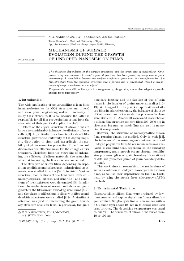 (PDF) Mechanisms of Surface Evolution during the Growth of Undoped ...
