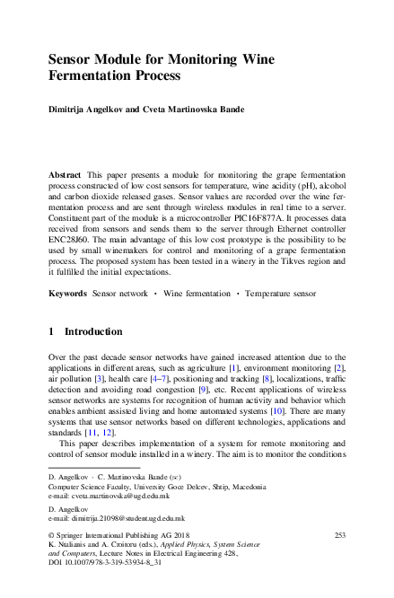(PDF) Sensor Module for Monitoring Wine Fermentation Process