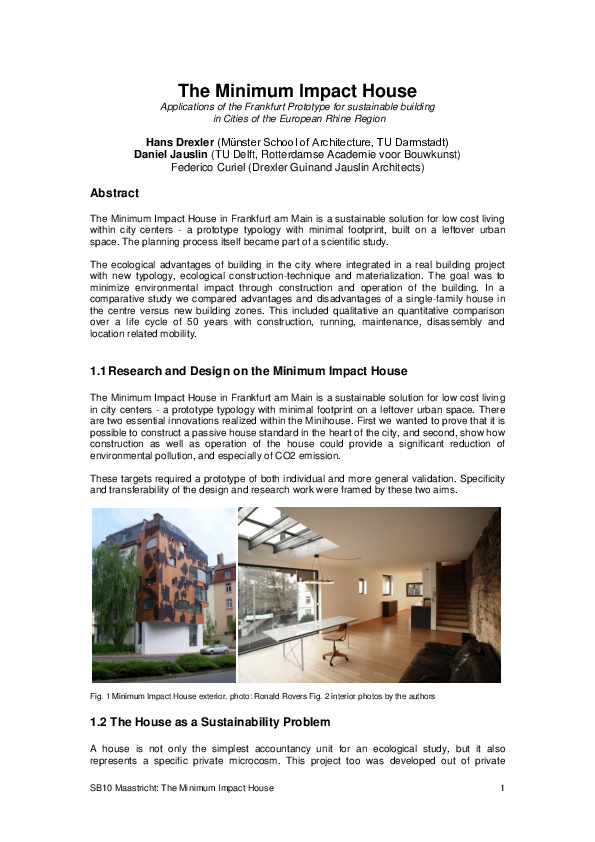 (PDF) The Minimum Impact House: Applications of the Frankfurt Prototype ...
