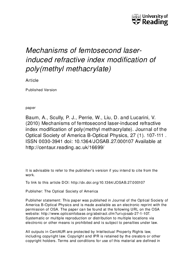 (PDF) Mechanisms of femtosecond laser-induced refractive index ...