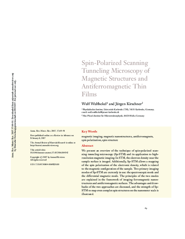 (PDF) Spin-Polarized Scanning Tunneling Microscopy of Magnetic ...