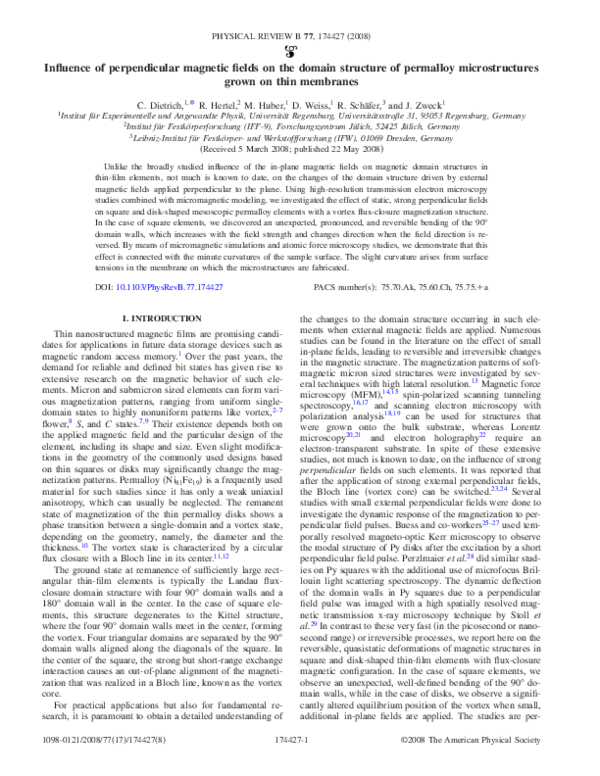 (PDF) Influence of perpendicular magnetic fields on the domain structure of permalloy ...