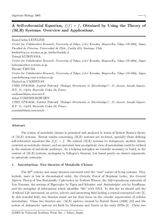 (PDF) A Self-Referential Equation, f(f) = f, Obtained by Using the ...
