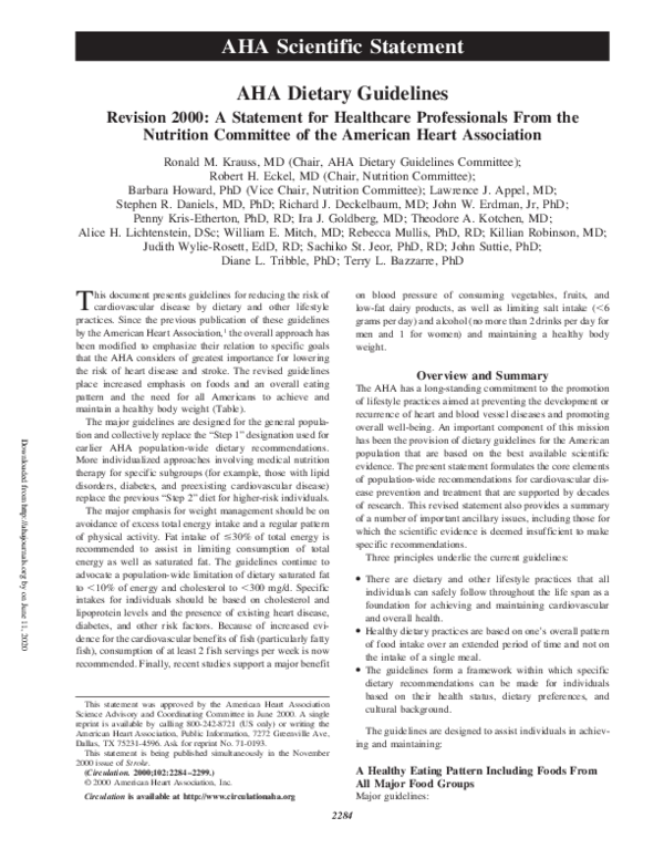 (PDF) AHA Dietary Guidelines