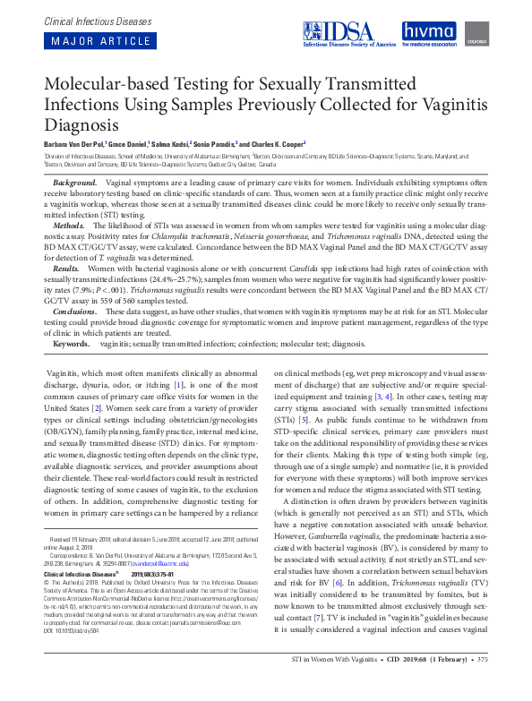 (PDF) Molecular-based Testing for Sexually Transmitted Infections Using ...