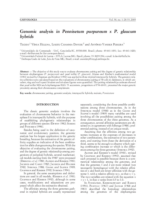 (PDF) Genomic analysis inPennisetum purpureum x P. glaucum hybrids