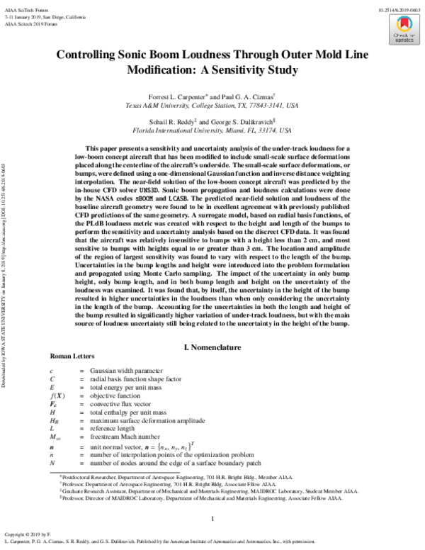 (PDF) Controlling Sonic Boom Loudness Through Outer Mold Line ...