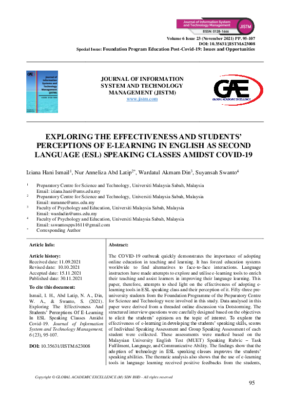 (PDF) Exploring the Effectiveness and Students’ Perceptions of E ...