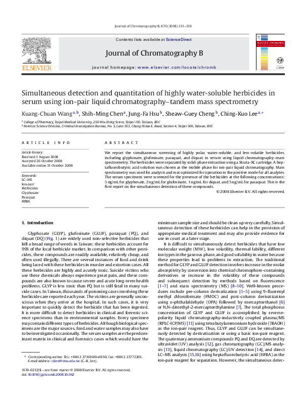 (PDF) Simultaneous detection and quantitation of highly water-soluble ...