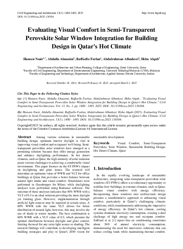 (PDF) Evaluating Visual Comfort in Semi-Transparent Perovskite Solar ...