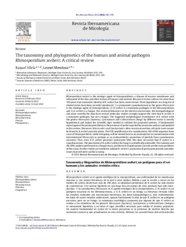 (PDF) The taxonomy and phylogenetics of the human and animal pathogen ...
