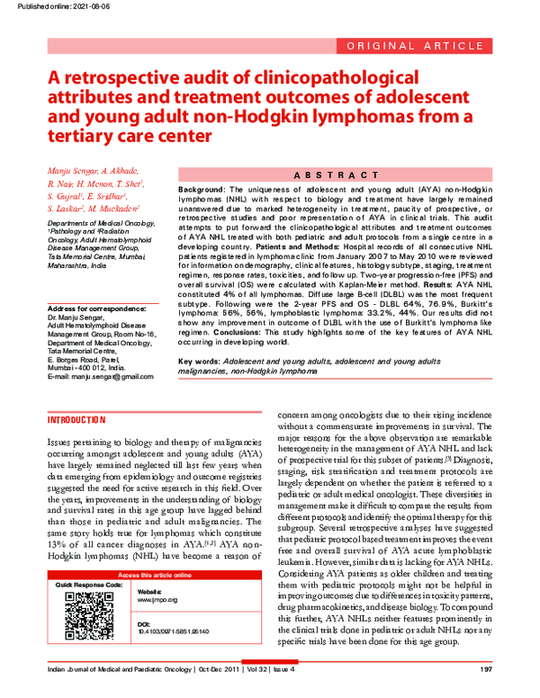 (PDF) A retrospective audit of clinicopathological attributes and ...