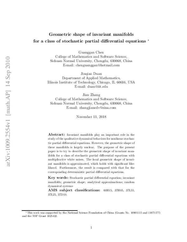 (PDF) Geometric shape of invariant manifolds for a class of stochastic partial differential ...