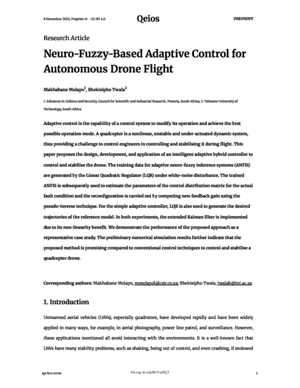 (PDF) Neuro-Fuzzy-Based Adaptive Control for Autonomous Drone Flight