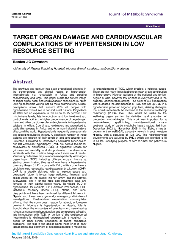 (PDF) Target organ damage and cardiovascular complications of ...