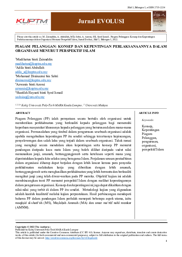 (PDF) Piagam Pelanggan: Konsep dan Kepentingan Perlaksanaannya dalam ...