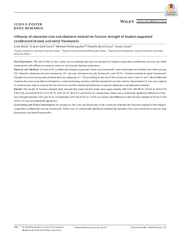 (PDF) Influence of connector area and abutment material on fracture strength of implant ...